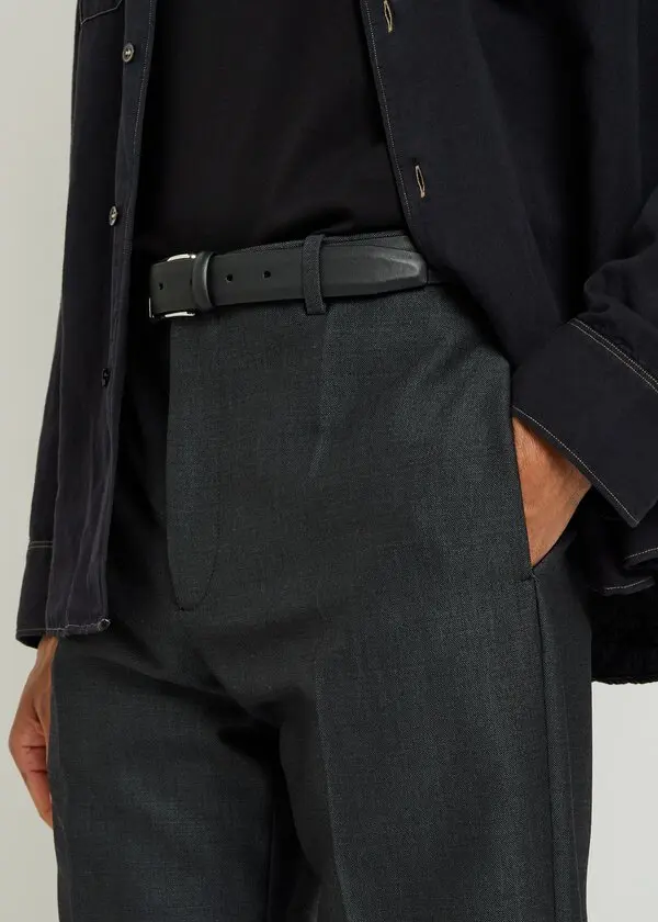 JIL SANDER Tapered-leg Wool-blend Trousers - Dark Grey