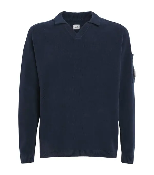 C.P. COMPANY Cotton Chenille Lens Polo Sweater