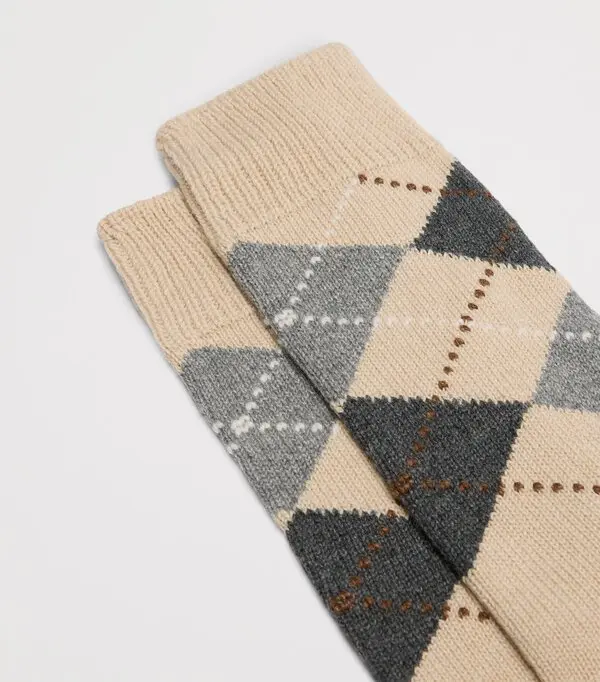 Dunhill Cashmere-cotton Argyle Socks - Grey