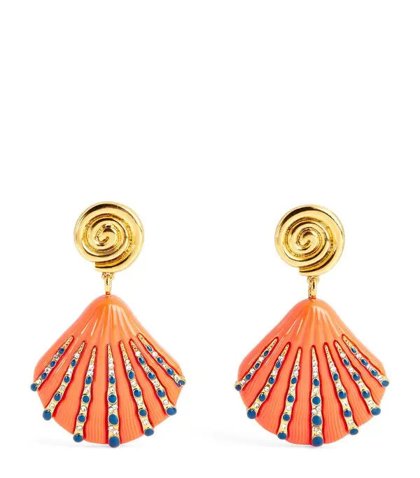 Rixo Gold-plated Daphne Drop Earrings - Orange