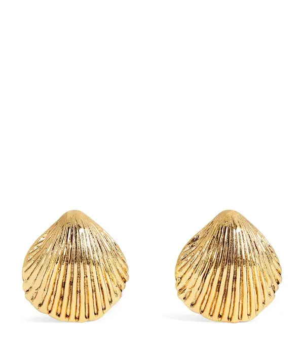 Rixo Plated Meyra Shell Earrings - Gold