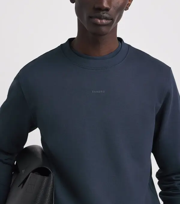 Sandro Cotton Logo Sweatshirt - Blue