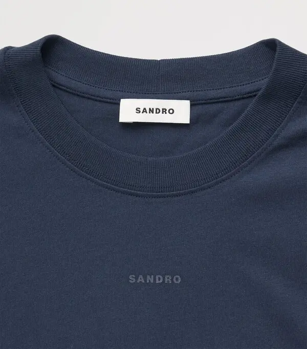 Sandro Organic Cotton Logo T-shirt - Blue
