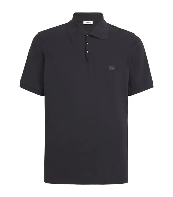 Sandro Cotton Logo Polo Shirt - Black