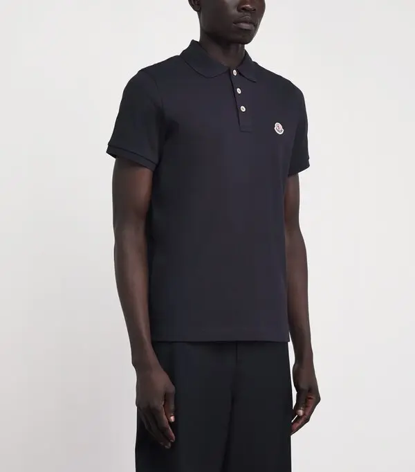 Moncler Piqué Cotton Logo Shirt - Blue