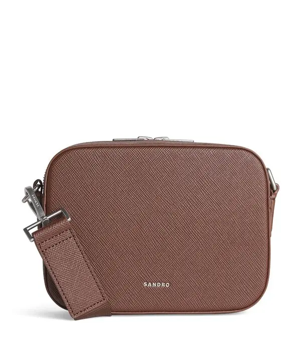 Sandro Saffiano Leather Crossbody Bag - Red