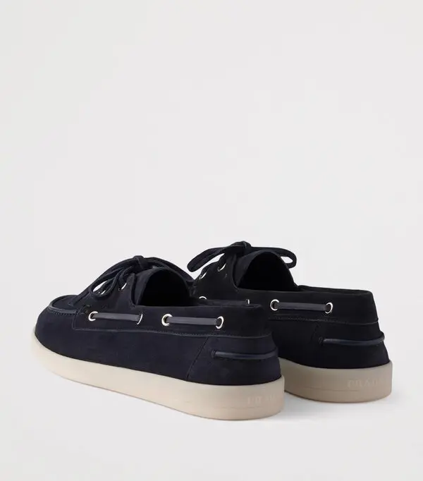 Prada Suede Boat Shoes - Blue