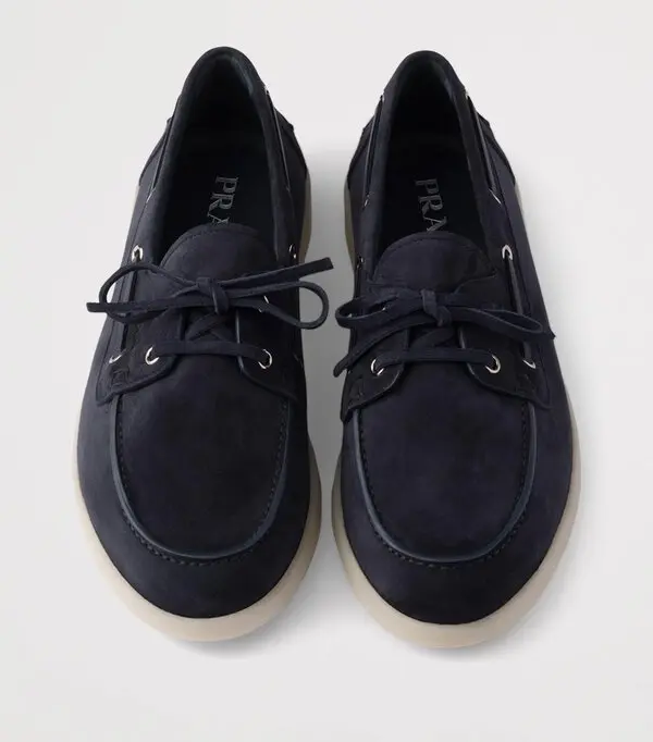 Prada Suede Boat Shoes - Blue