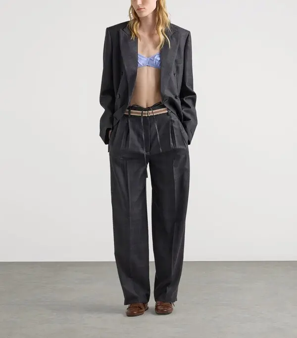 Prada Wool Check Double-breasted Blazer