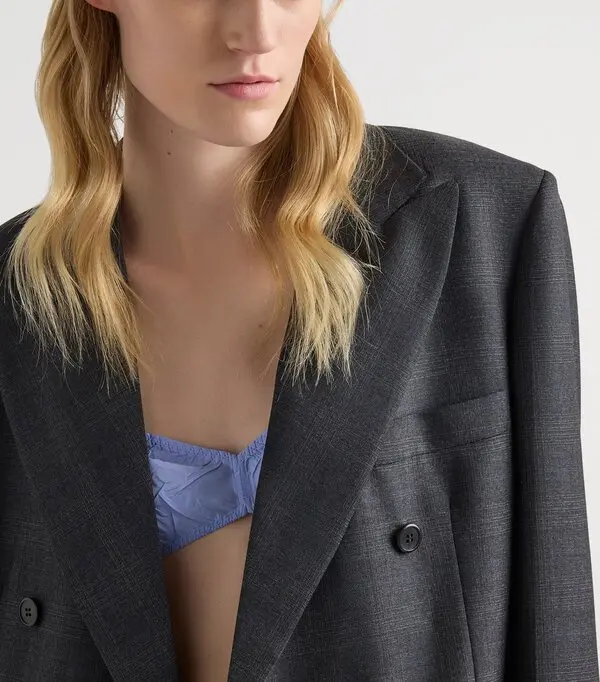 Prada Wool Check Double-breasted Blazer