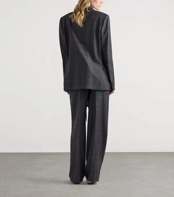 Prada Wool Check Double-breasted Blazer
