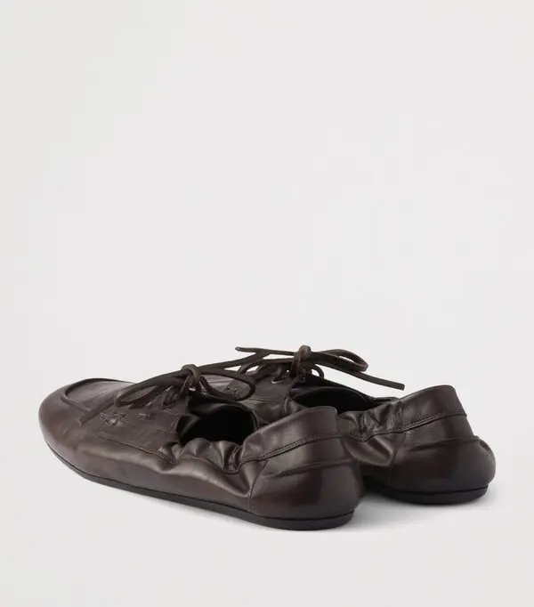 Prada Antiqued Leather Shuffle Loafers - Brown