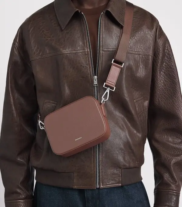 Sandro Saffiano Leather Crossbody Bag