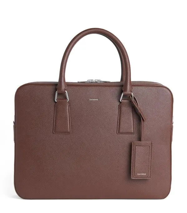 Sandro Leather Slim Briefcase - Red