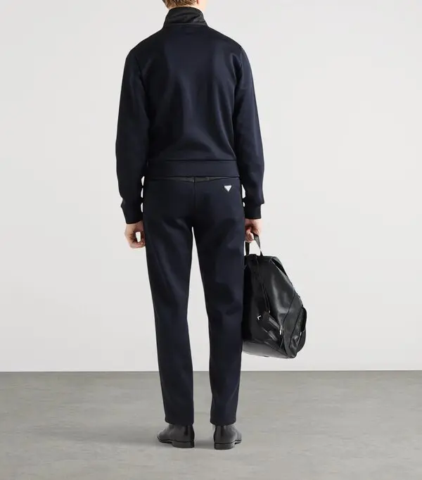 Prada Cotton-blend Fleece Bomber Jacket - Blue