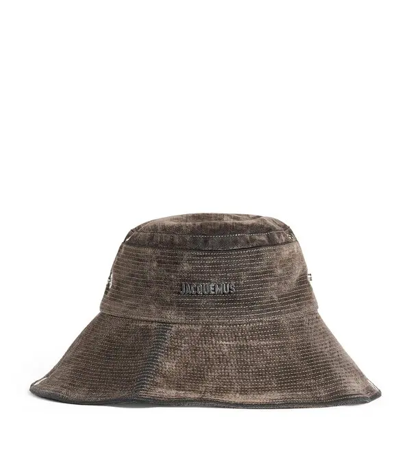 Jacquemus Velour Denim Bucket Hat - Green