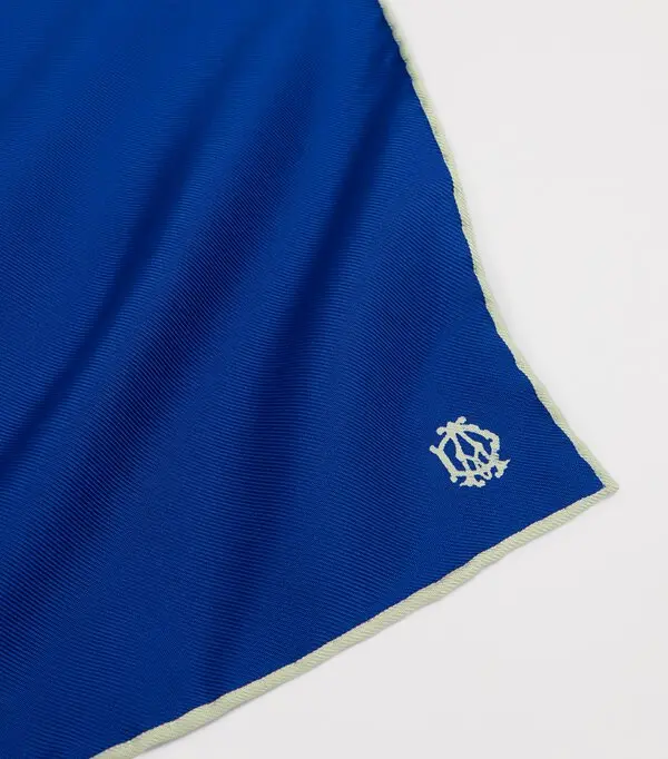 Dunhill Mulberry Silk Cypher Logo Pocket Square - Blue