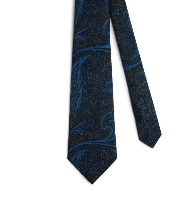 Dunhill Silk Paisley Necktie - Navy
