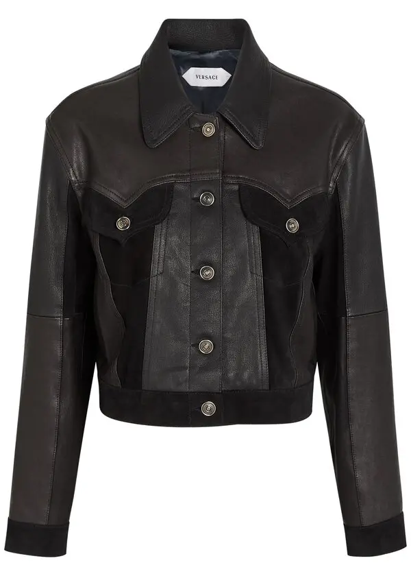 Versace Paneled Leather Jacket