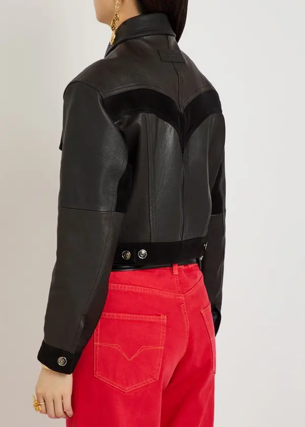 Versace Paneled Leather Jacket