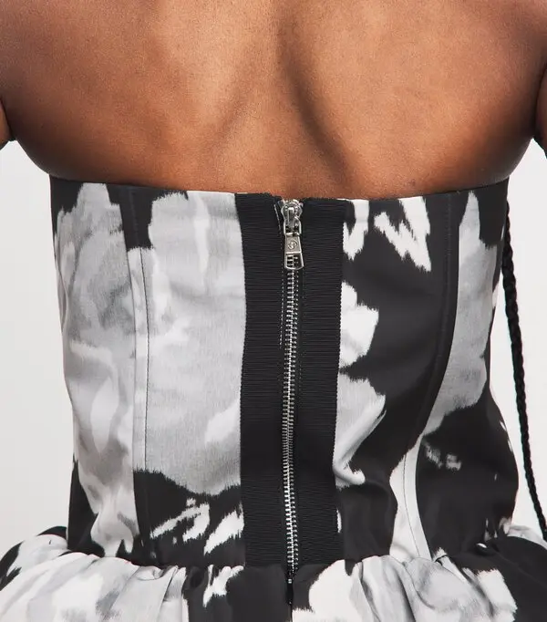 PATOU Floral Print Strapless Bustier Gown - Black