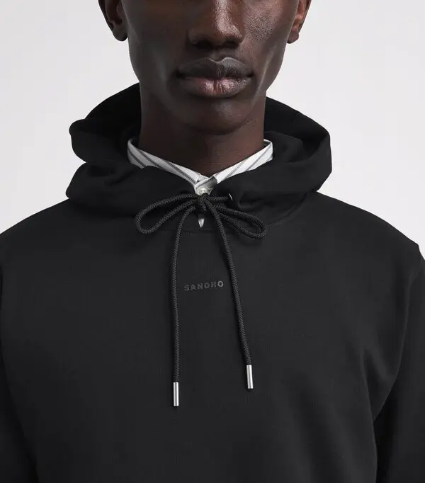 Sandro Cotton Logo Hoodie - Black