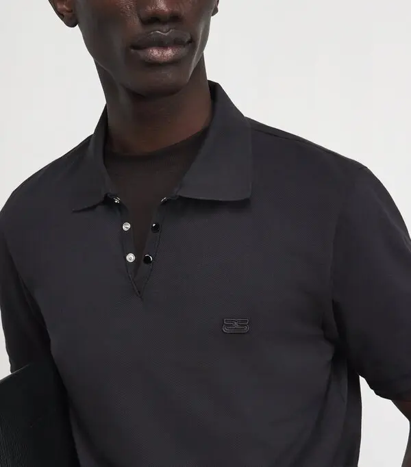 Sandro Cotton Logo Polo Shirt - Black