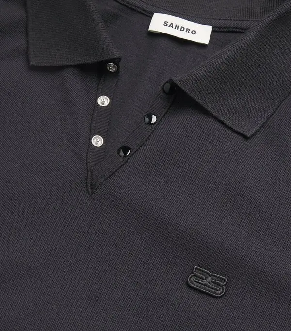 Sandro Cotton Logo Polo Shirt - Black