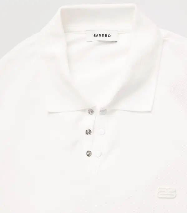 Sandro Cotton Logo Polo Shirt - Beige