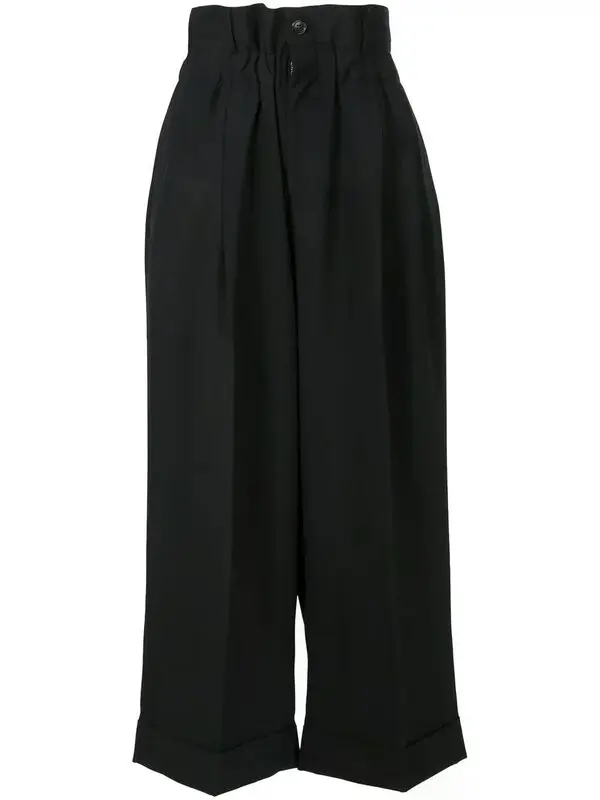 Comme Des Garçons High-waisted Cropped Trousers - Black