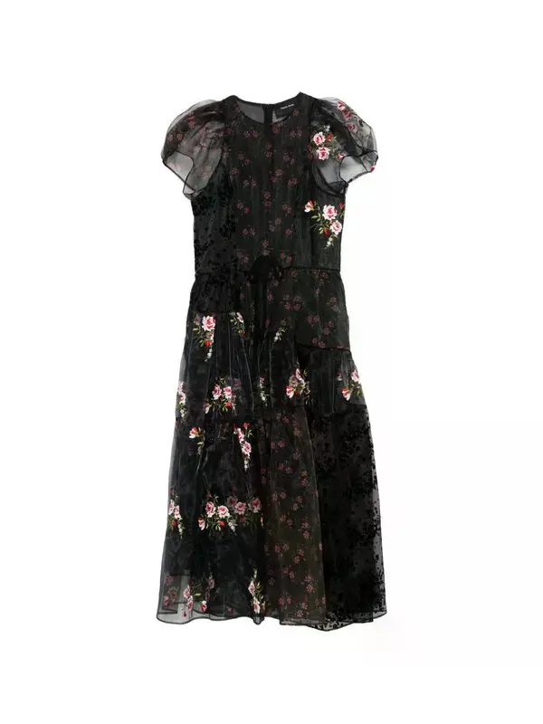 Simone Rocha Puff-sleeve Patchwork Dress - Black