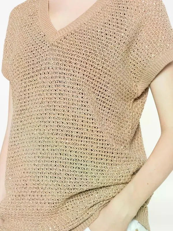 Fabiana Filippi Sequin-embellished Knit Vest - Neutrals