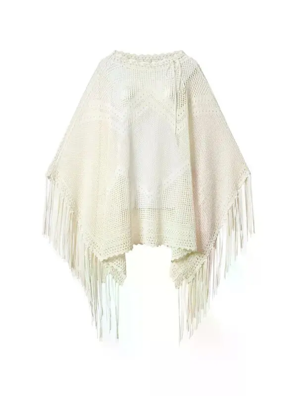Isabel Marant Metila Crochet Fringed Cape - Neutrals