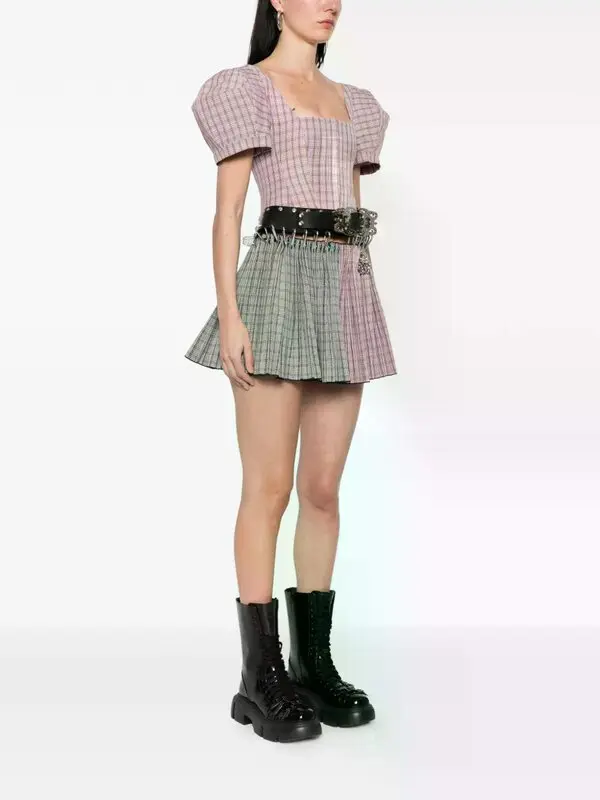 CHOPOVA LOWENA Carly Tartan Belted Mini Dress