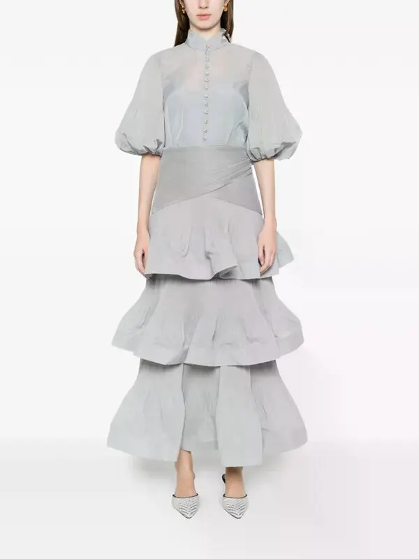 Zimmermann Pleated Tiered Midi Skirt
