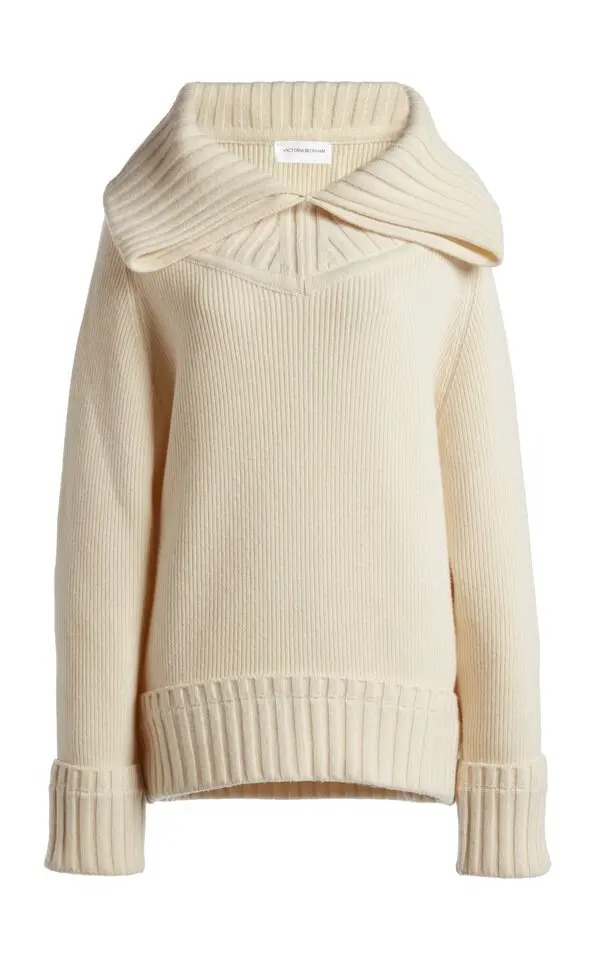 Victoria Beckham Wide-collar Lambswool-blend Pullover