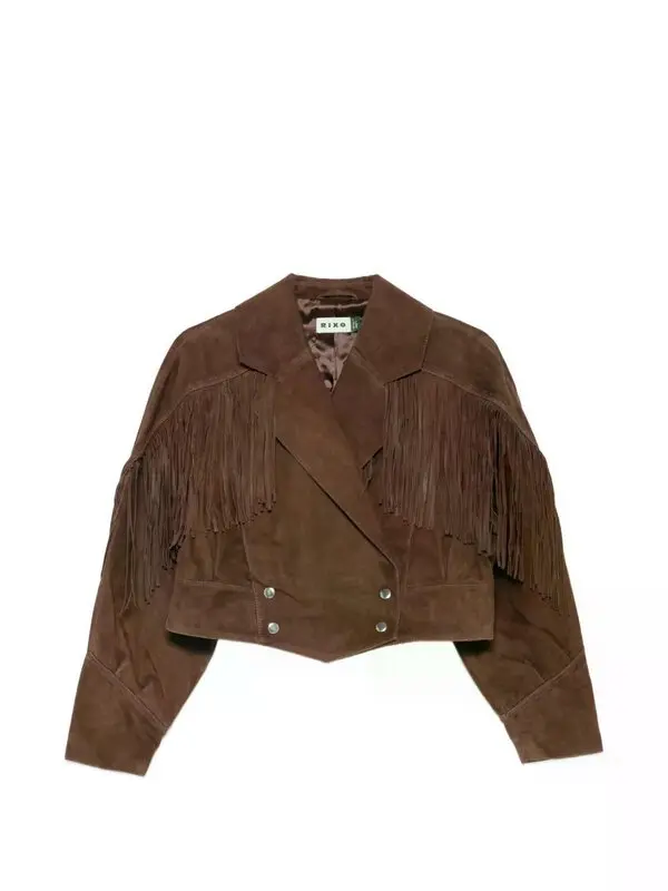 Rixo Darragh Fringed Cropped Jacket - Brown