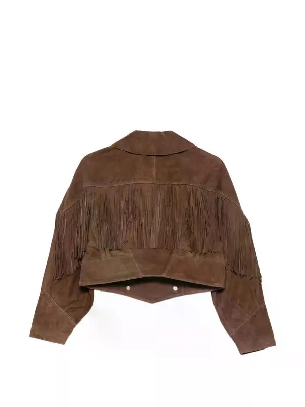 Rixo Darragh Fringed Cropped Jacket - Brown
