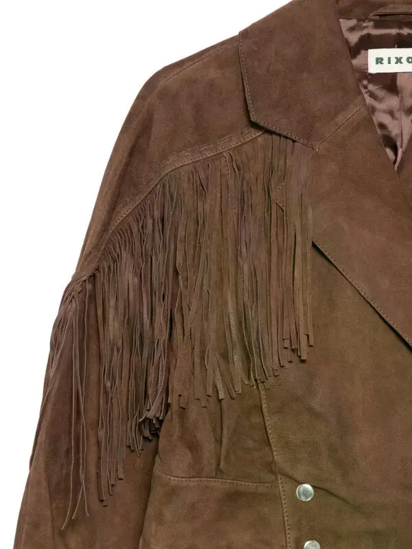 Rixo Darragh Fringed Cropped Jacket - Brown