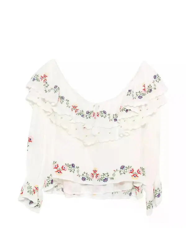 Rixo Maurine Embroidered Top - White