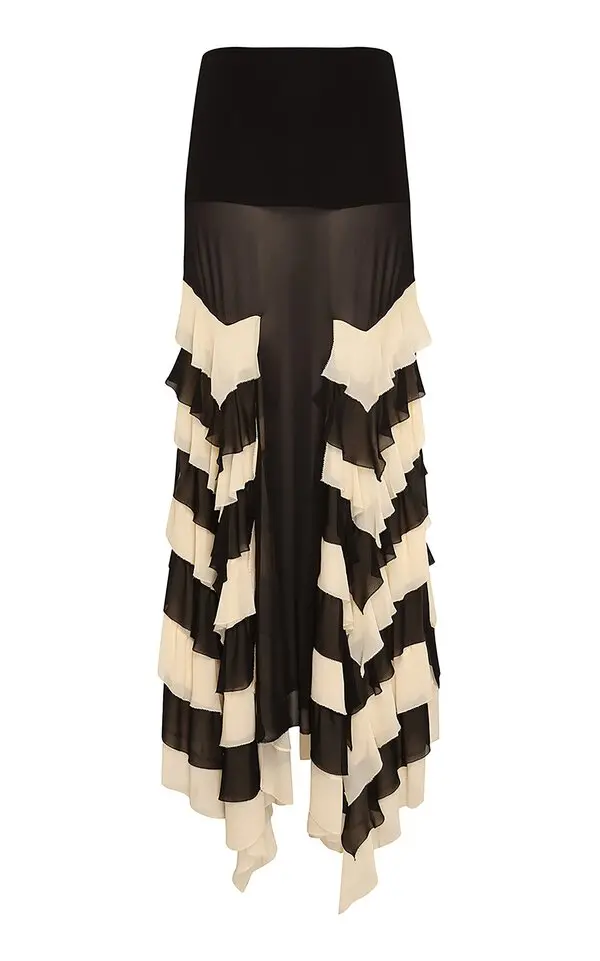 Zimmermann Ascent Layered Ruffled Maxi Skirt - Black