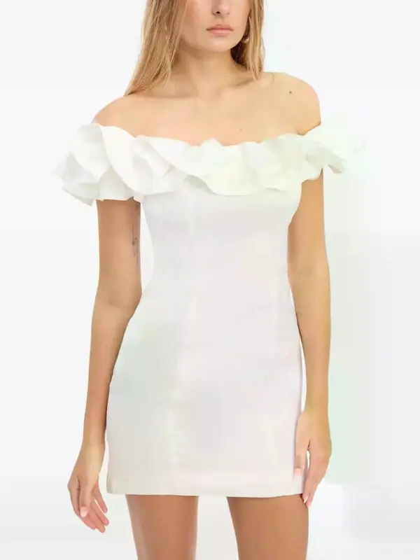 ROTATE BY BIRGER CHRISTENSEN Ruffle Satin Mini Dress - White