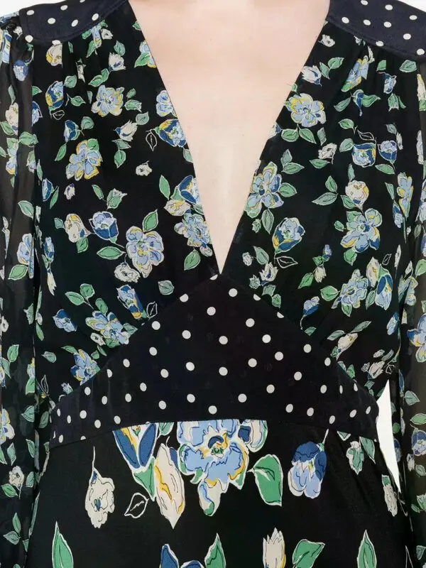 Rixo Kaila Floral Polka Dot Dress