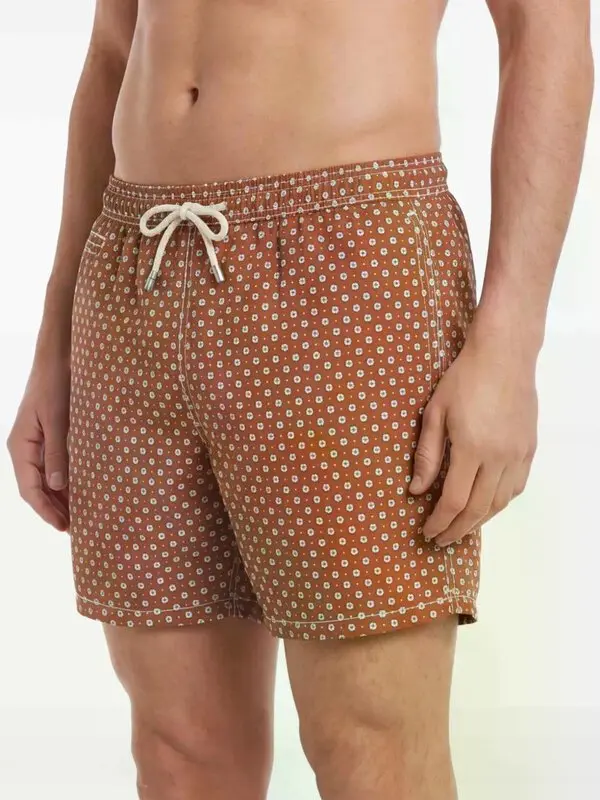 MC2 SAINT BARTH Floral-print Swim Shorts - Brown