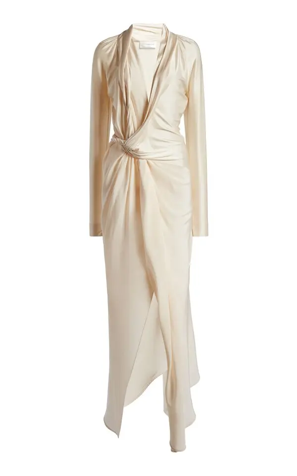 Victoria Beckham Lea Twist-detail Midi Dress - Ivory