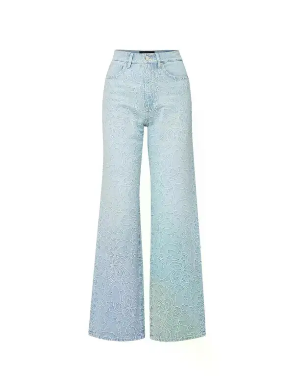 Veronica Beard Taylor Floral-embroidery High-rise Jeans - Blue