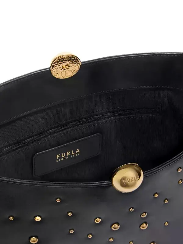 Furla Studded Sfera Soft Shoulder Bag - Black