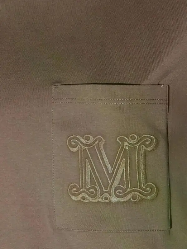 Max Mara T-shirt With Embroidered Pocket - Brown