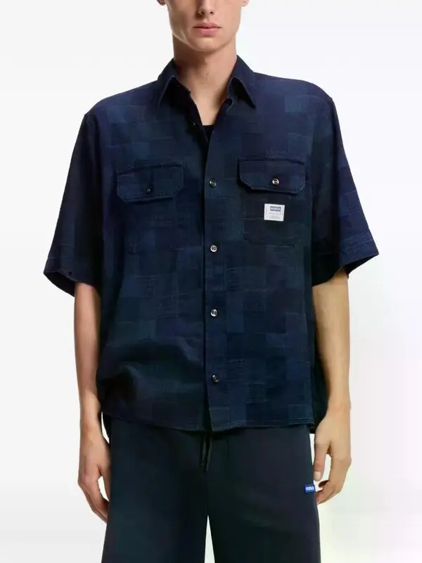 Hugo Ekyno Chest-pocket Checked Shirt - Blue