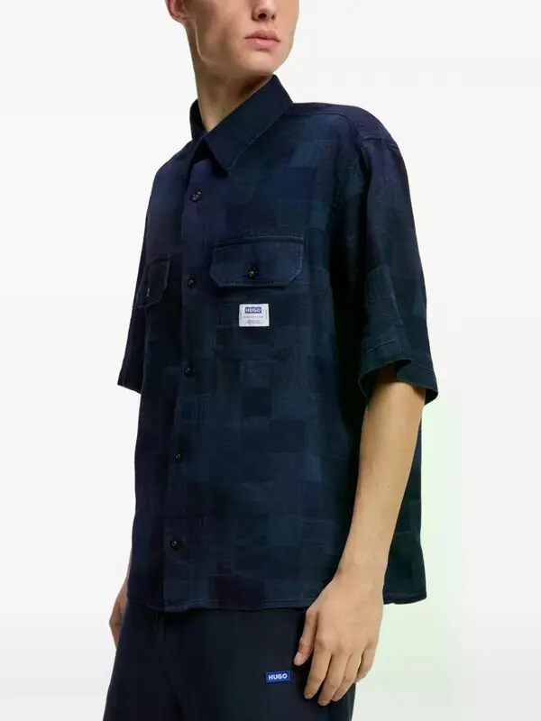 Hugo Ekyno Chest-pocket Checked Shirt - Blue